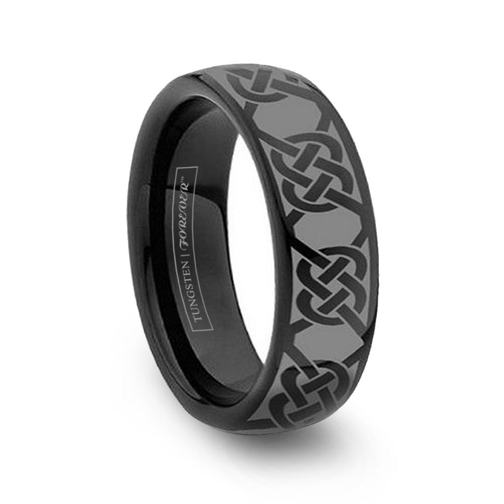 6mm 8mm Domed Black Celtic Knot Tungsten Wedding Band – Tungsten World