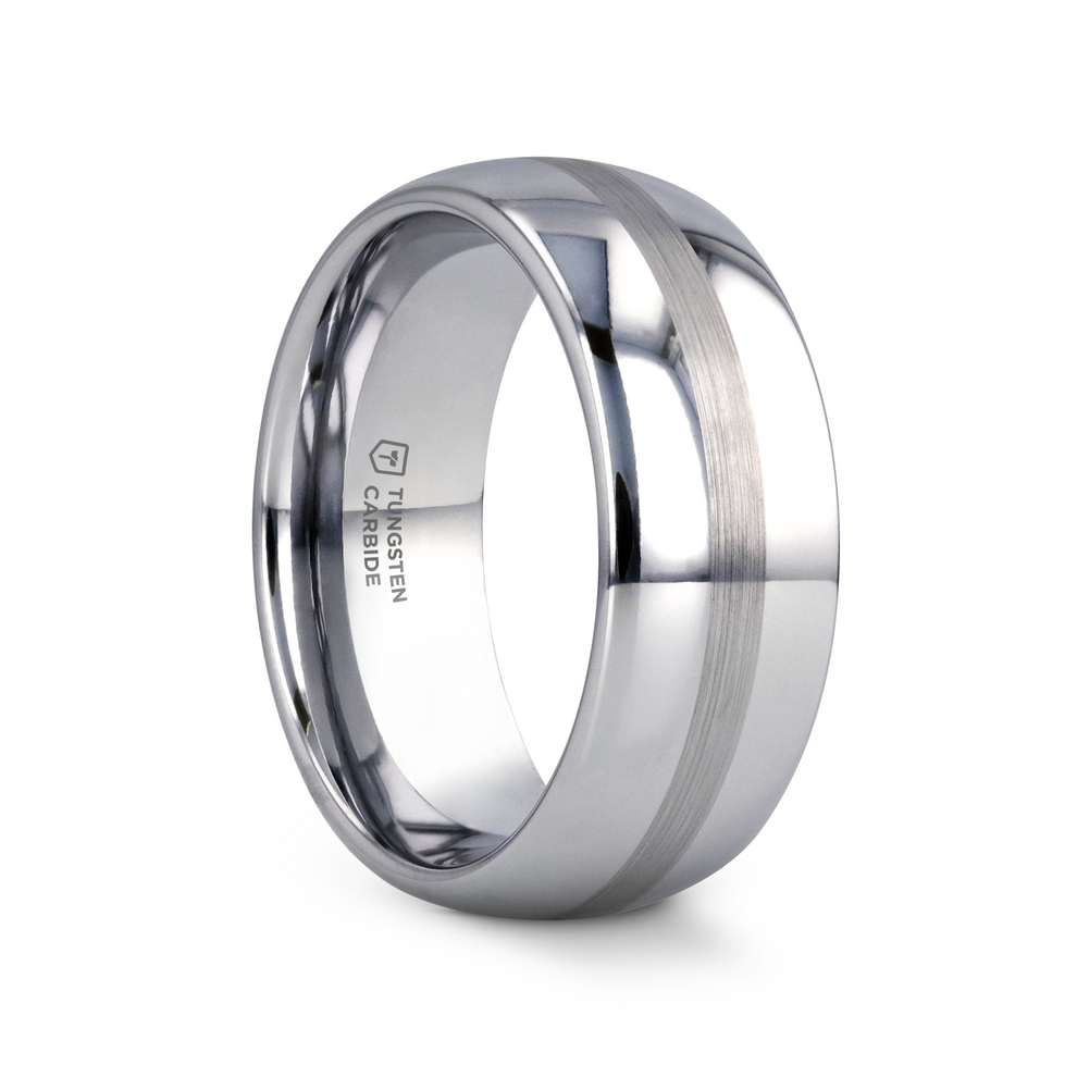 BELLATOR Domed with Brushed Stripe Tungsten Wedding Ring - 4mm - 7mm ...