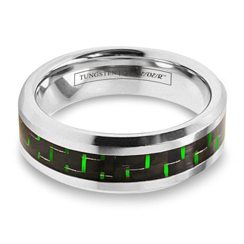 8mm Green Carbon Fiber Inlay Tungsten Wedding Band – Tungsten World