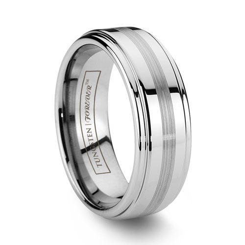 8mm Step Edge Brushed Center Tungsten Wedding Band – Tungsten World